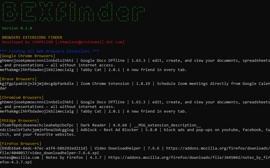 GitHub - joelvaneenwyk/web-extension-finder: Browsers Extensions Finder ...