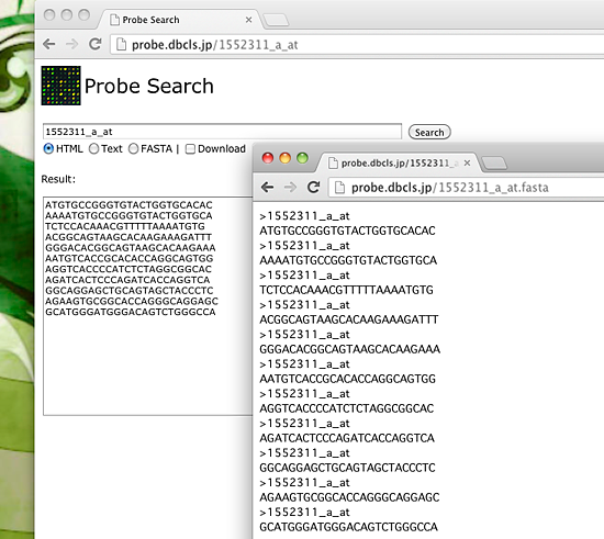 GitHub - meso-cacase/probe2seq: マイクロアレイのプローブIDから塩基配列を調べるウェブサービス