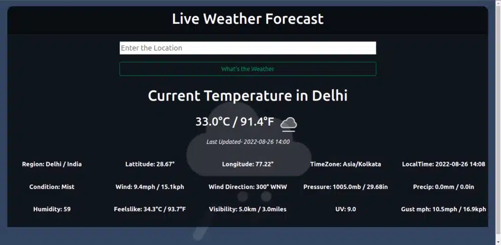 GitHub - SanskritiM23/Live-Weather-Forecast-App---Python: Developed a Flask web application for ...