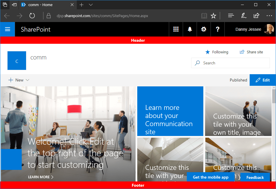 GitHub - dannyjessee/SPFxHeaderFooter: SharePoint Framework extension ...