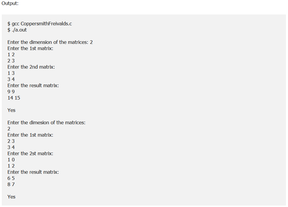 GitHub - IIminervaII/Coppersmith-Freivald-s-Algorithm-Implemention-: A C++ implementation of ...