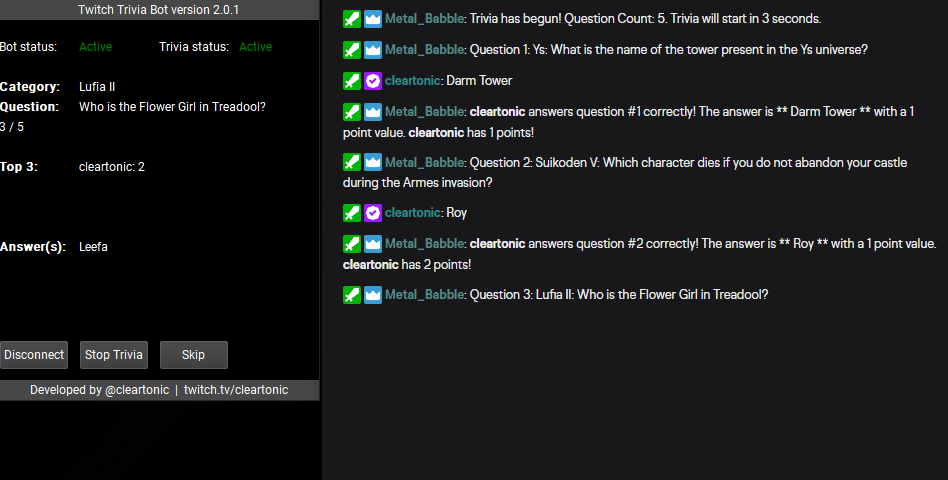 GitHub - cleartonic/twitchtriviabot: Twitch Trivia Bot