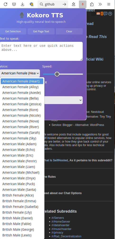 GitHub - pinguy/kokoro-tts-addon: Local neural TTS for Browsers: fast, expressive, and offline ...