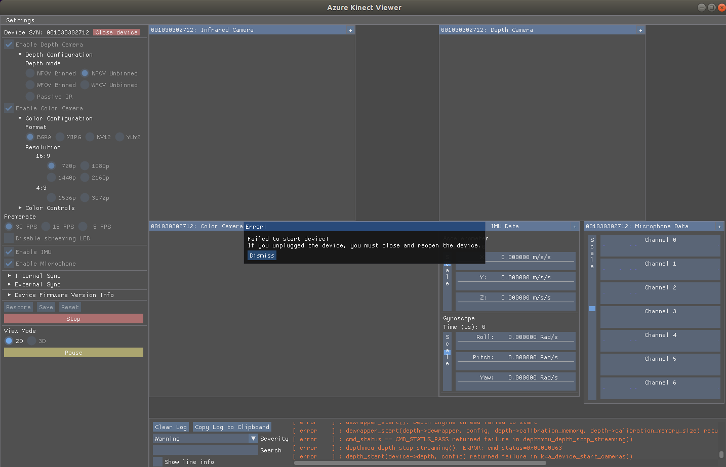 Depth camera cannot be loaded · Issue #1453 · microsoft/Azure-Kinect-Sensor-SDK · GitHub