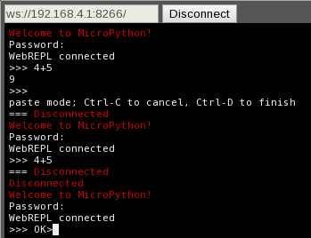 BUG -- initial prompt on WebREPL connect is always ">>> ", even for paste (and raw) mode · Issue ...