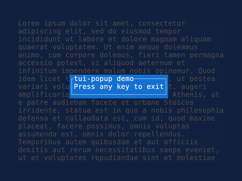 GitHub - joshka/tui-popup: A Popup widget for Ratatui. Repo moved to tui-widgets