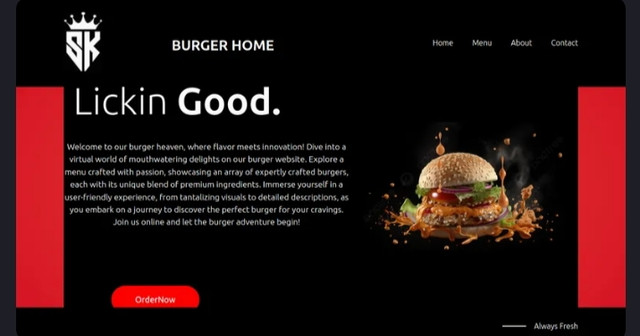 GitHub - Codewithkarthi/Burger-landing-page: Burger landing page using html , css and js