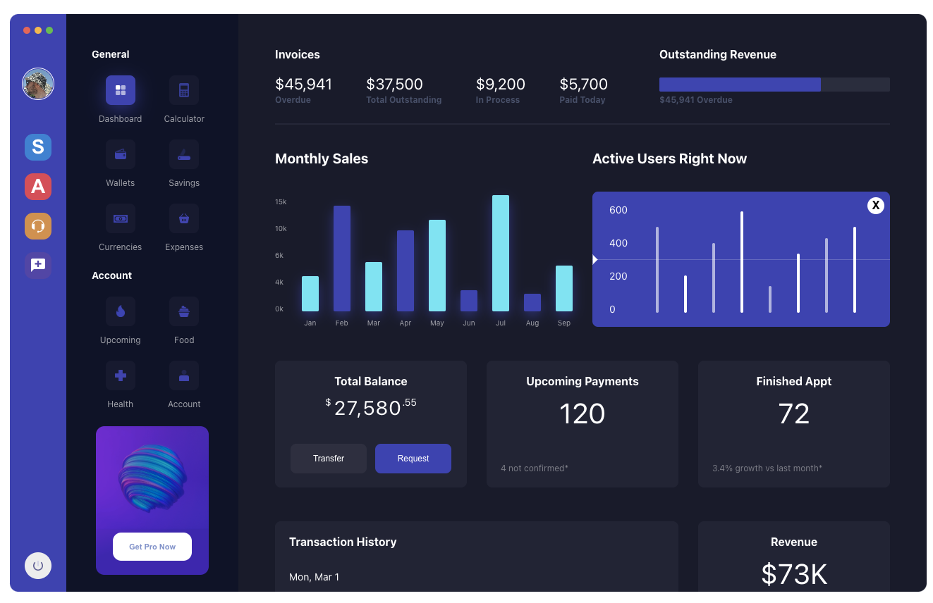 GitHub - ismailsumercetin/dark-dashboard-ui: I picked a random dashboard design from dribbble ...