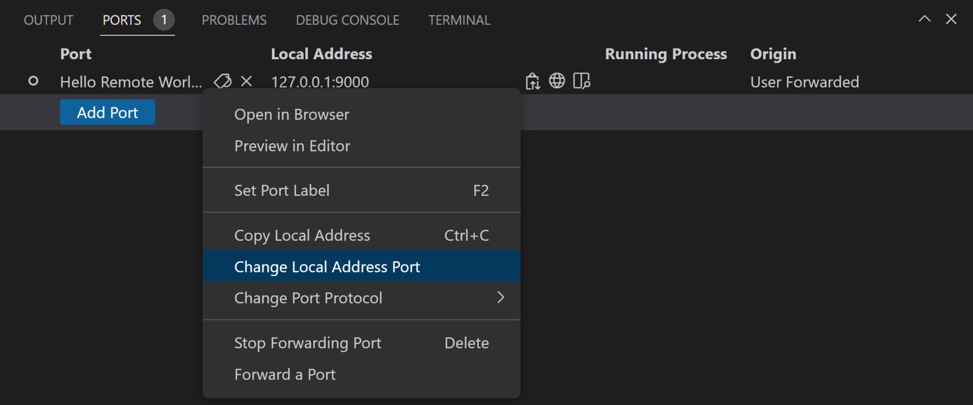 Change Local Address Port · Issue #192681 · microsoft/vscode · GitHub