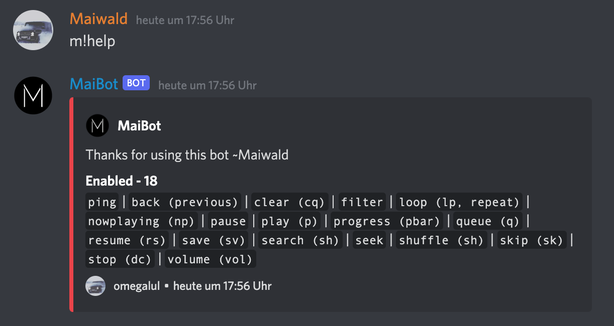 GitHub - Maiwaldgithub/MaiBot: A simple and easy-to-use Discord Music Bot.