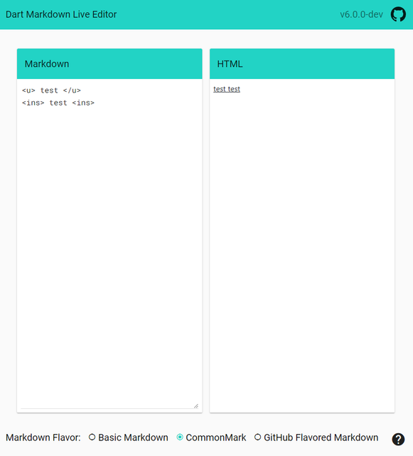 [flutter_markdown] Bug: Underline ( or ) not parsed · Issue #106325 · flutter/flutter · GitHub