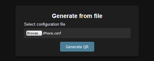 GitHub - rig0/Wireguard-QR: A self hosted QR code generator for wireguard configs
