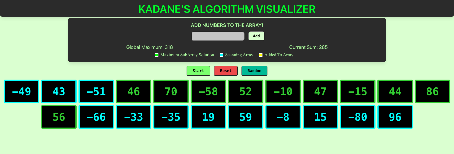 GitHub - Ammar-Montaser/Kadane-s-Algorithm-Visualizer