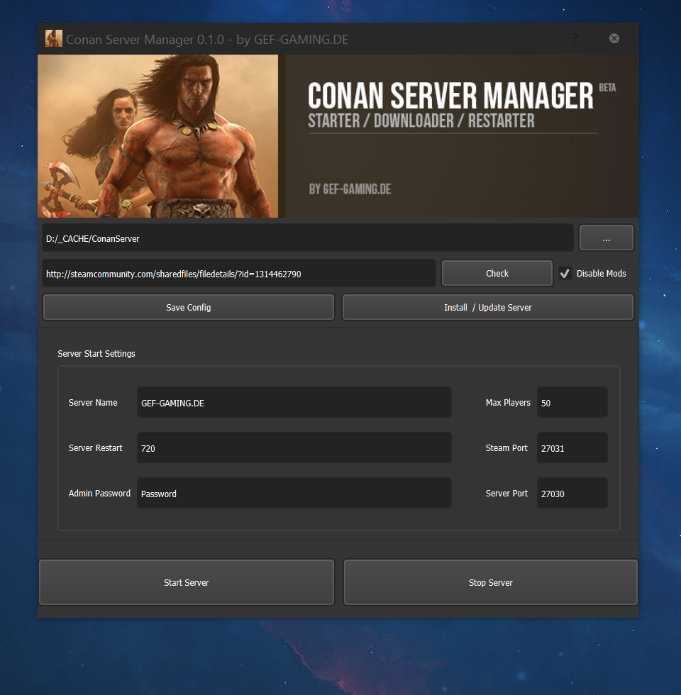 GitHub - david-maus/ConanServerManager