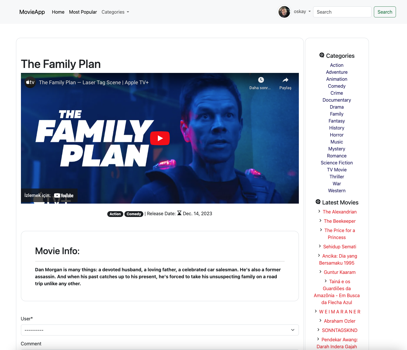 GitHub - oskaygunacar/Django-Movie-App: Detailed Django Movie App