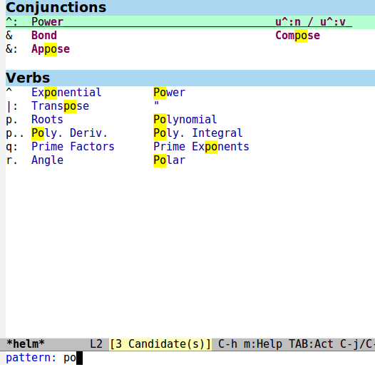 GitHub - abo-abo/helm-j-cheatsheet: Quick J reference for Emacs