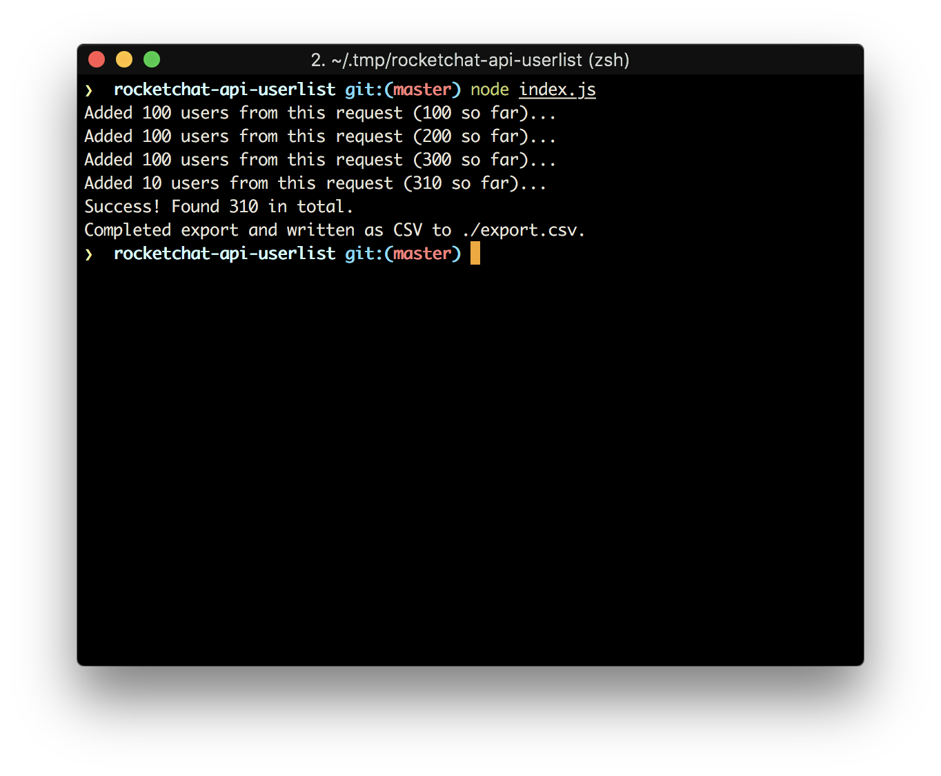 GitHub - frdmn/rocketchat-export-userlist: 🚀 Simple Node CLI tool to export a complete user list ...