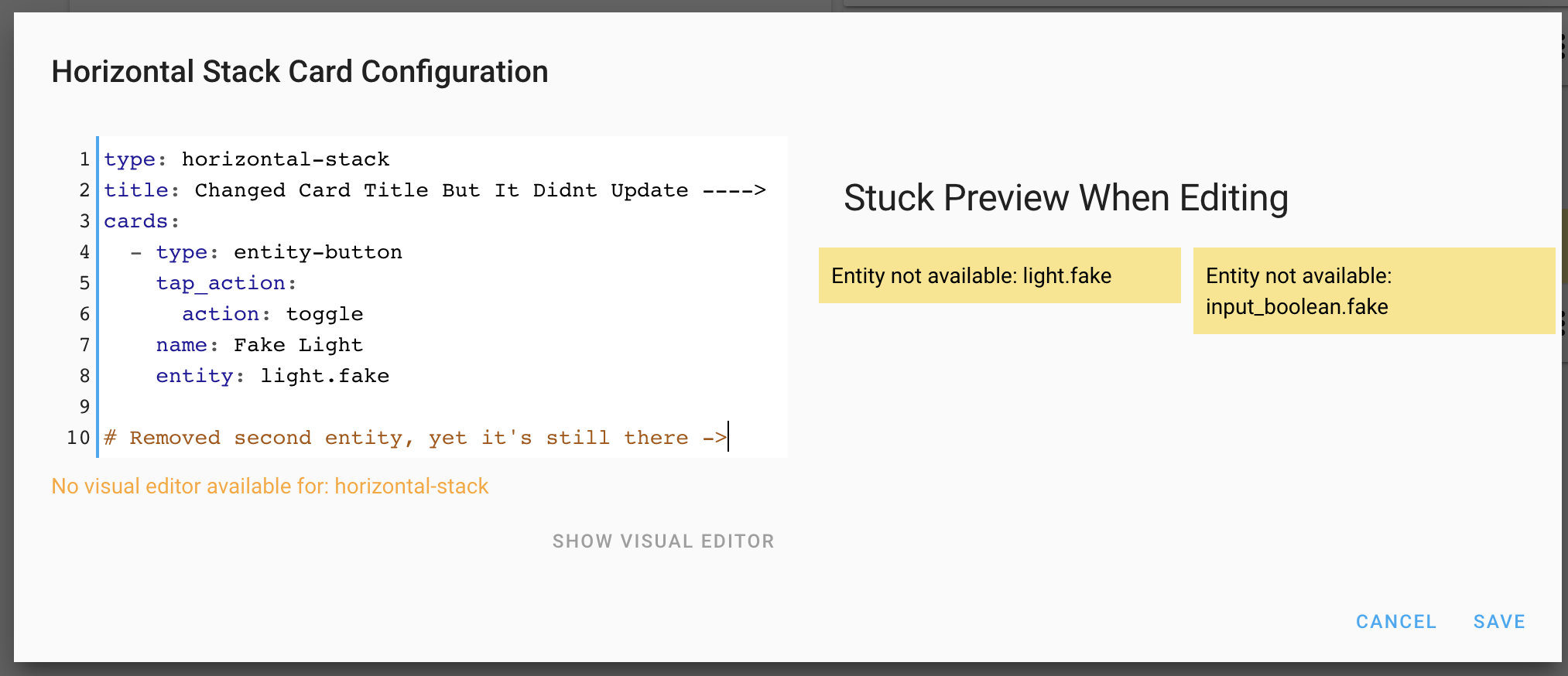 Horizontal and Vertical Stack card editor previews do not update · Issue #4537 · home-assistant ...