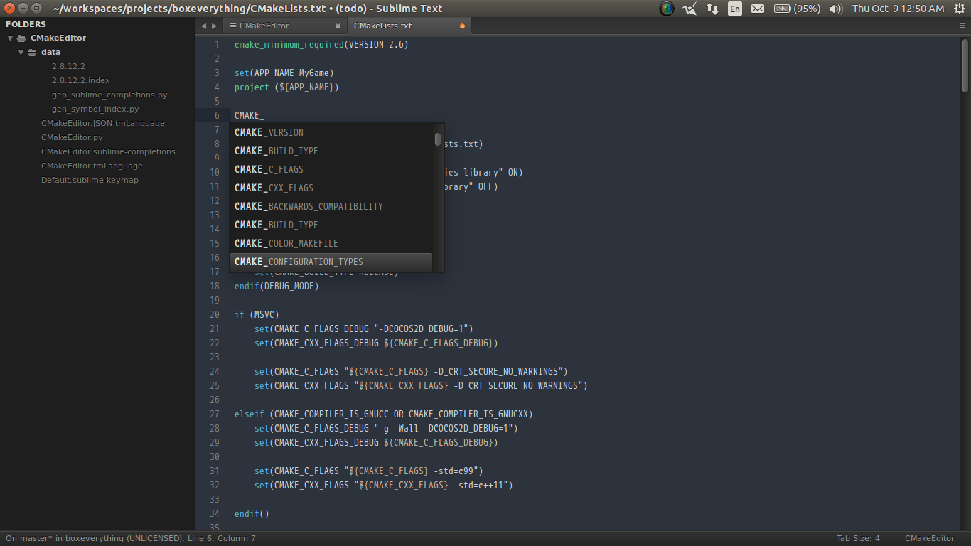 GitHub - thenewvu/SublimeCMakeEditor: A Sublime Text 2/3 plugin that provides CMake quick ...
