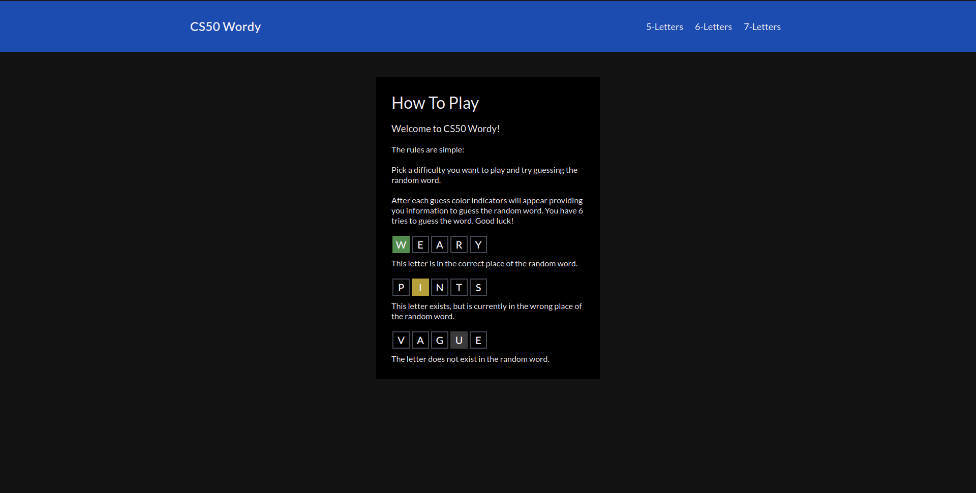GitHub - Atapa1908/CS50-Wordy: My final project for CS50x. A web based word guessing game.