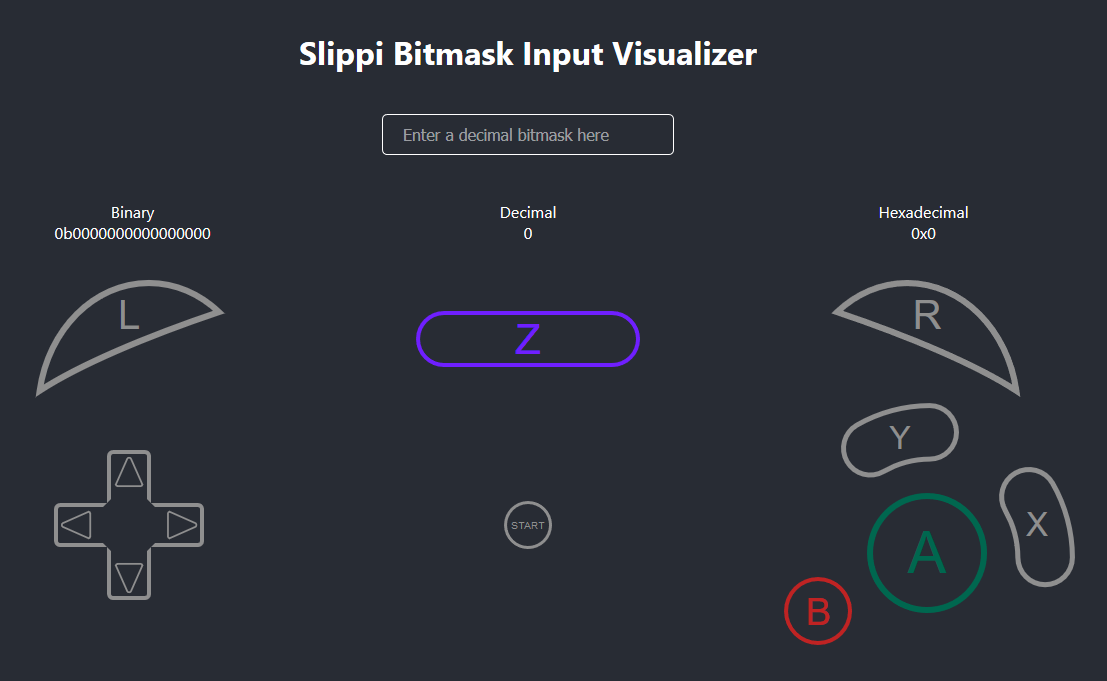 GitHub - vinceau/slp-bitmask-visualizer: Visualize SLP button bitmasks on a Gamecube controller.