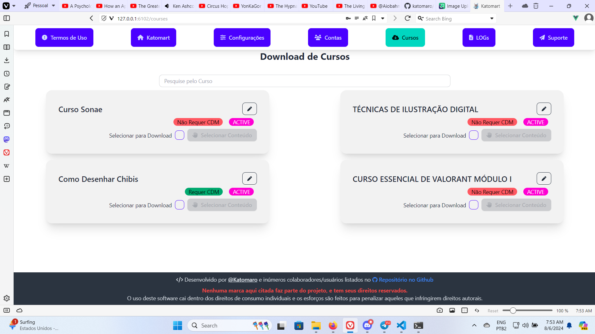 GitHub - katomaro/katomart: Repositório para realizar o Download de todas as plataformas ...