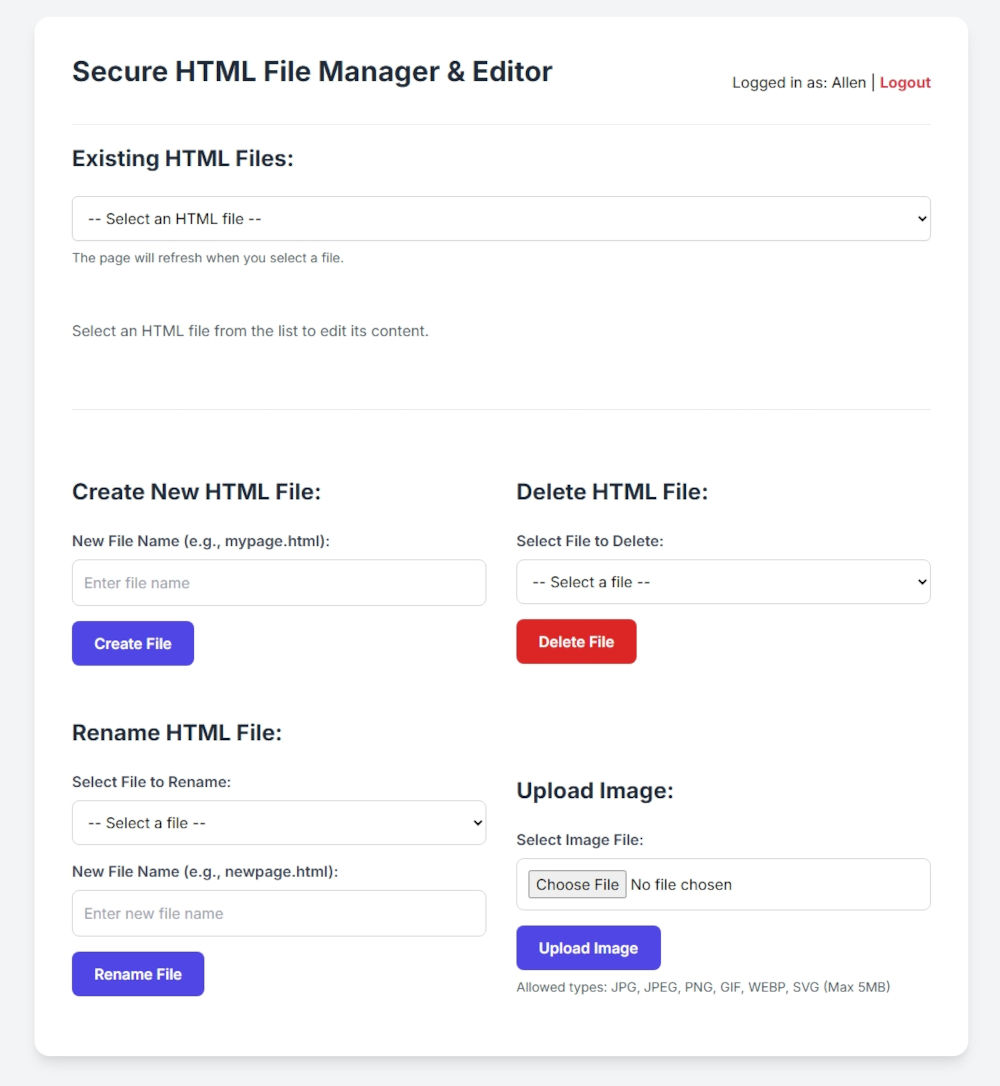 GitHub - nuken/HtmlFM: HtmlFM is a secure, lightweight PHP application designed to function as a ...