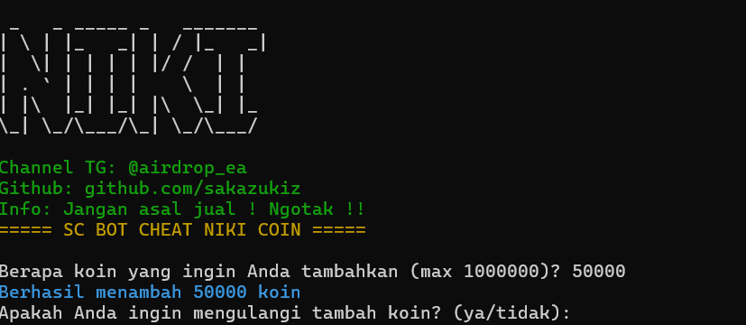 GitHub - sakazukiz/NikiCoin: BOT NIKI COIN