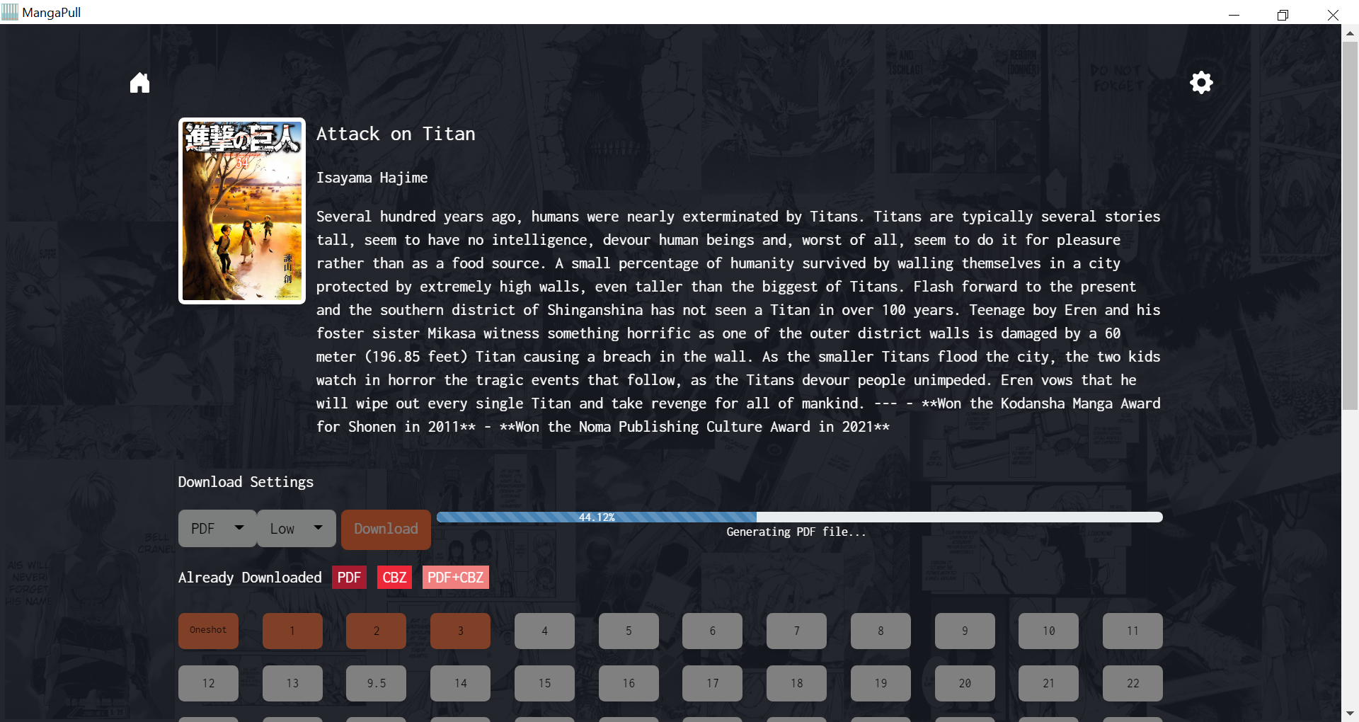 GitHub - MasiatHasin/MangaPull: A desktop app to download manga as PDF, CBZ or raw images from ...