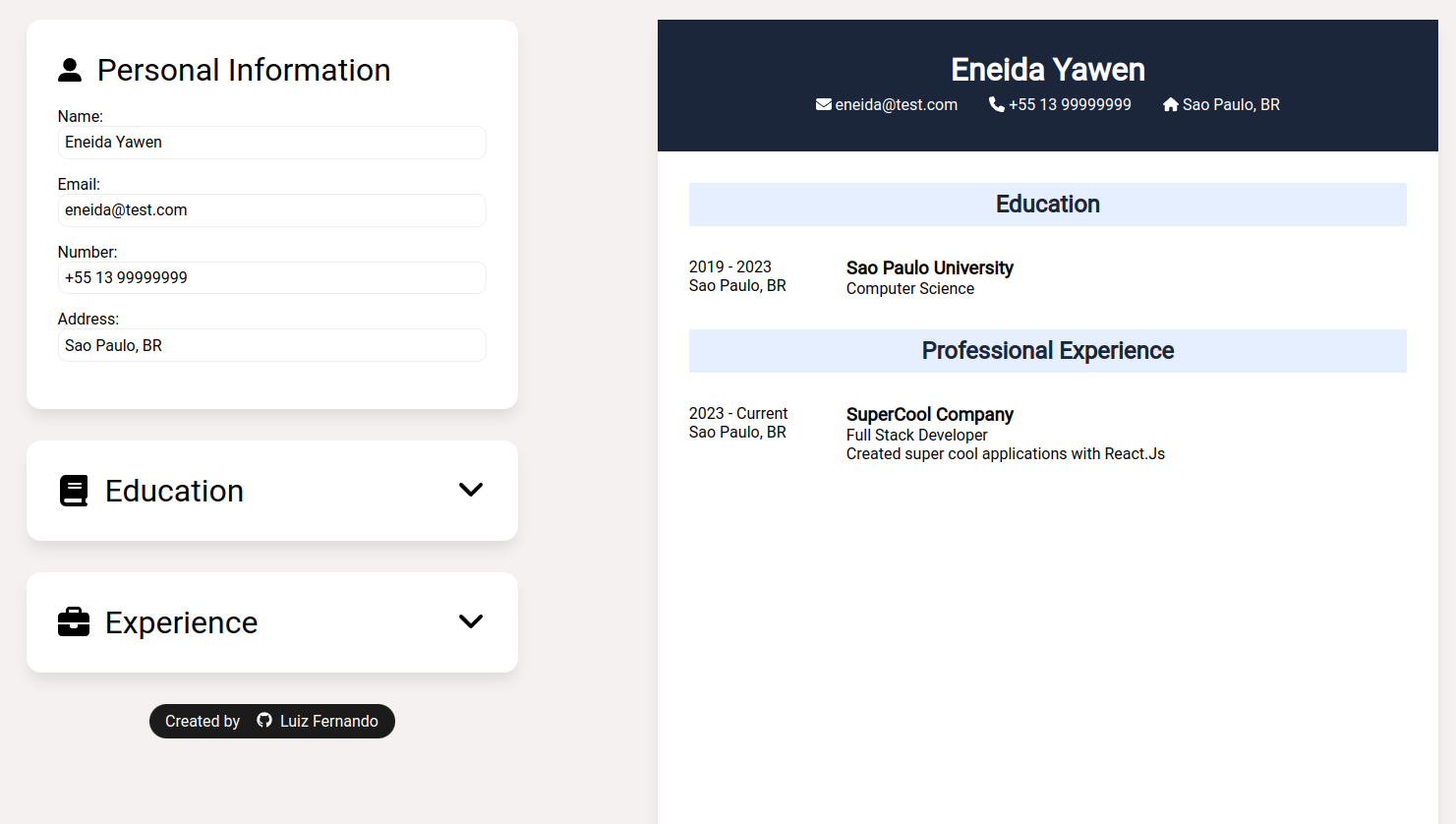 GitHub - ferprimoso/cv-webapp: React application to build a CV
