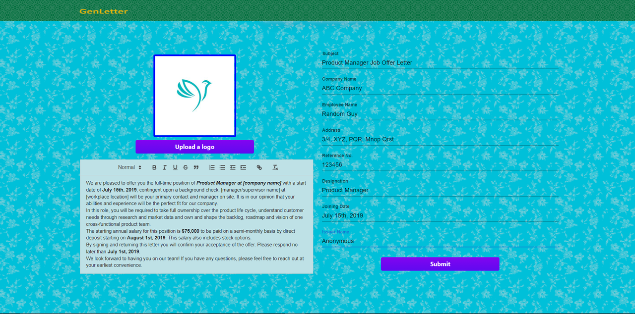 GitHub - jaydip1235/Genletter: Genletter is an website where an user can generate any type of ...