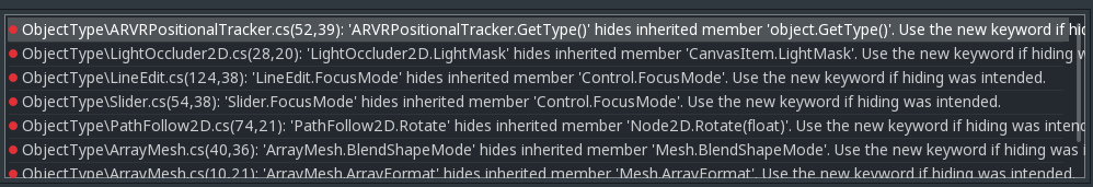 Multiple C# classes hiding inherited members in GodotSharp · Issue #15763 · godotengine/godot ...