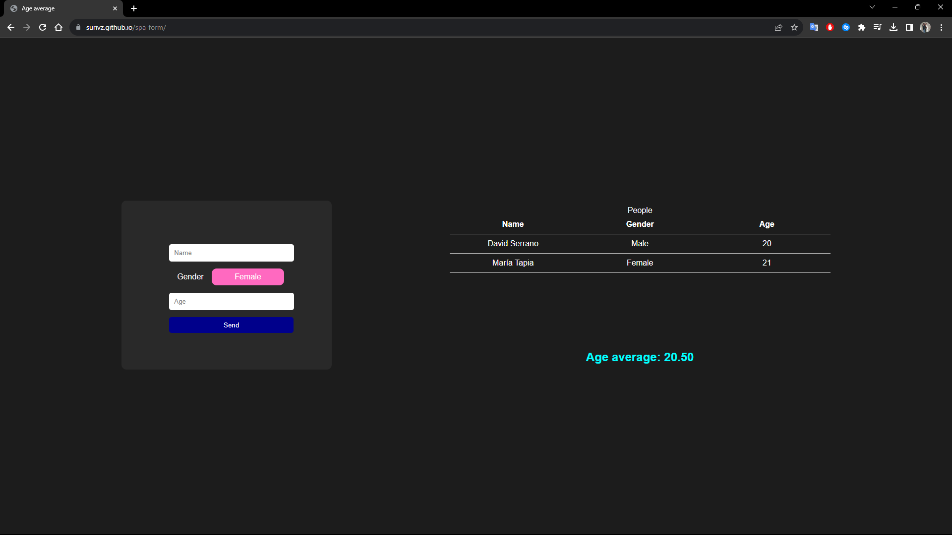 GitHub - SurivZ/spa-form: Una "aplicación" de una sola página que recibe datos de personas y los ...