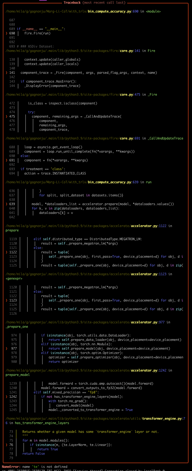 FP8 causes exception: name `te` not defined · Issue #1276 · huggingface/accelerate · GitHub