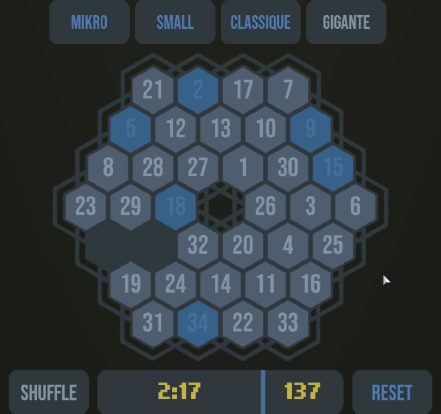 GitHub - jtkelm2/Hexlide: Hexagonal analogue of the 15-tile sliding puzzle