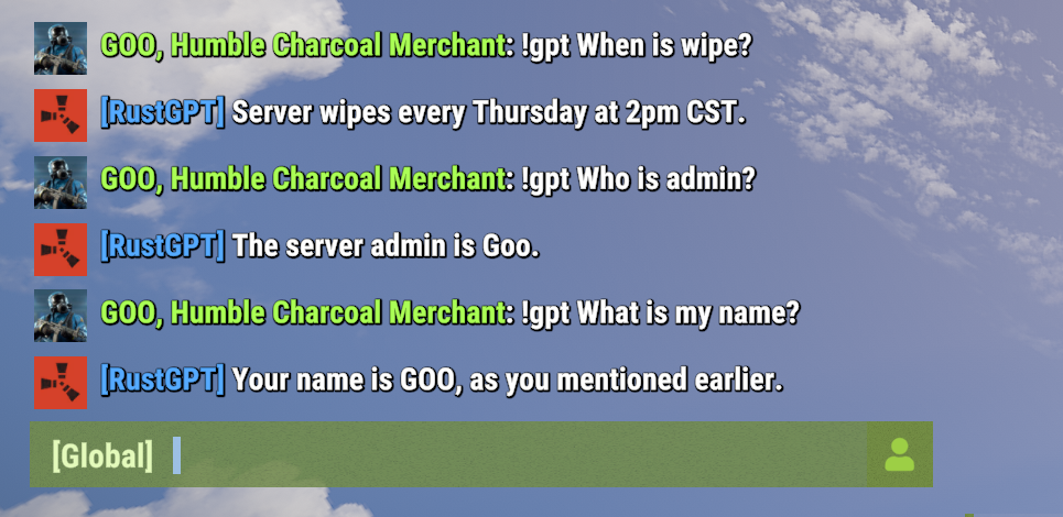 GitHub - Rust-Haus/RustGPT: Ask GPT questions from the game chat and get text-based answers ...
