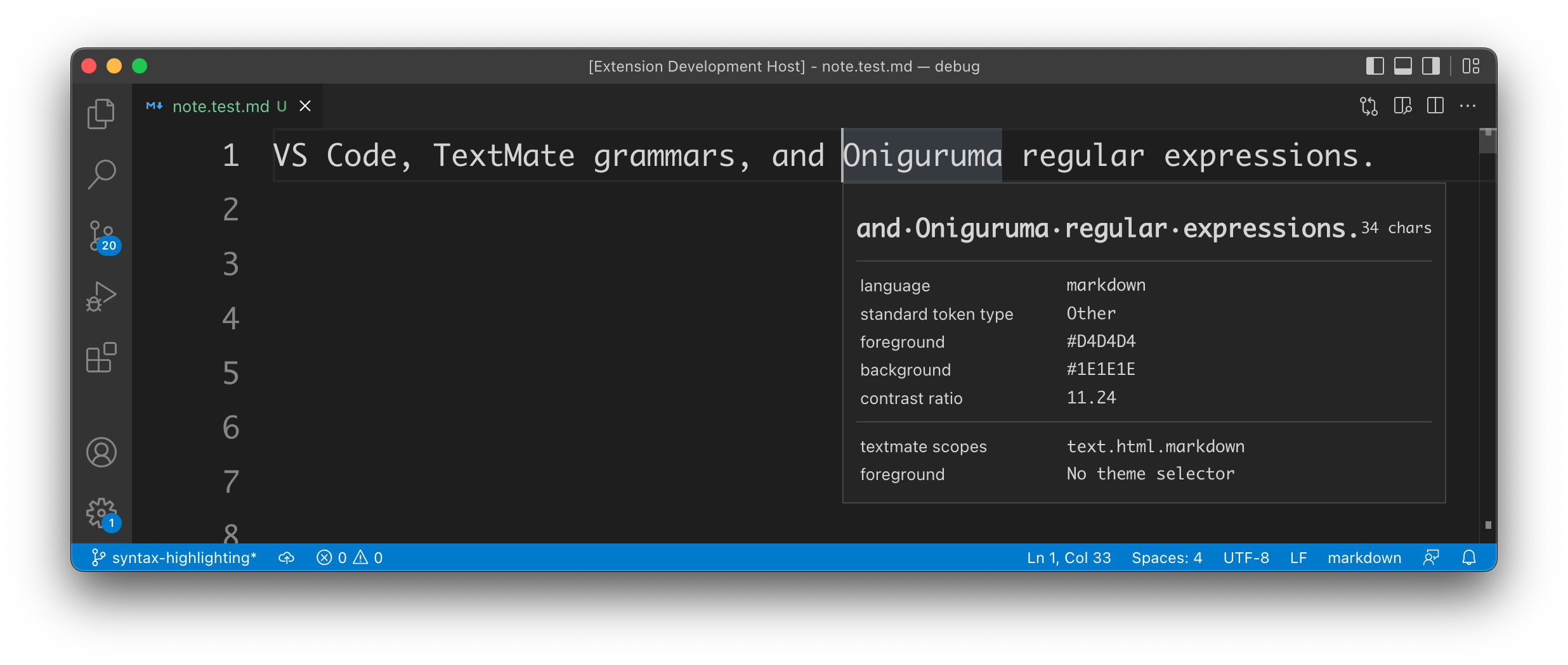 Why is the following expression failing for TextMate grammars in VS ...