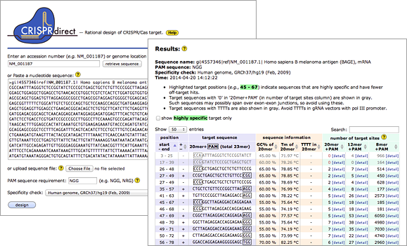 GitHub - meso-cacase/CRISPRdirect: ゲノム編集のためのガイドRNA設計ウェブサービス