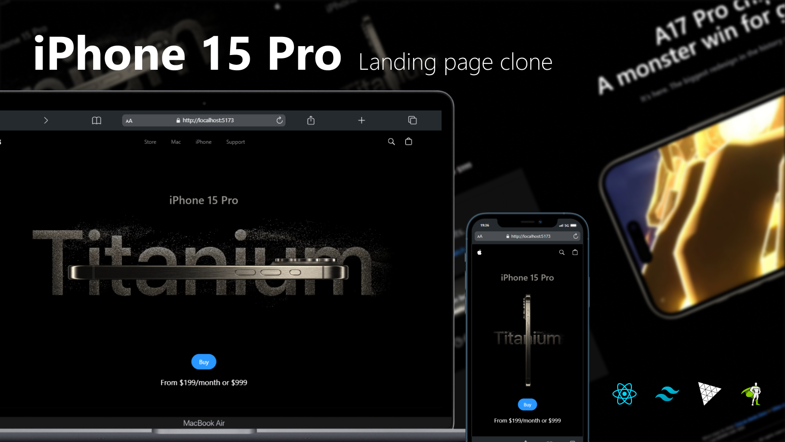 GitHub - arshalabbas/iPhone-15-Pro: iPhone 15 Pro landing page clone using React, TailwindCSS ...