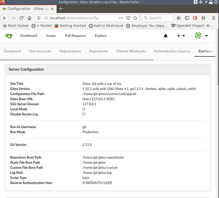 Specifying gitea server Gitea Base URL when it is normally accessed via SSH Local Port ...