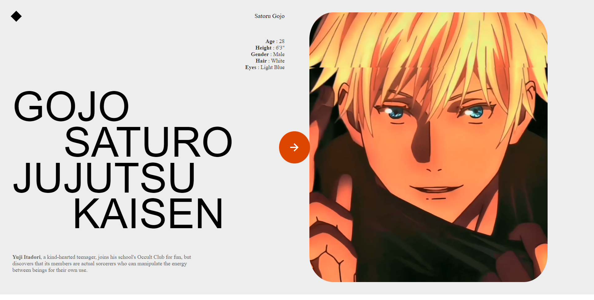 GitHub - ramxcodes/Satoru-Gojo-Landing-Page: This is a simple website showcasing information ...