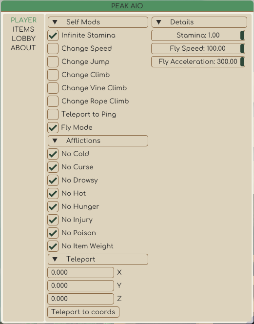 GitHub - OniSensei/PEAK-AIO: PEAK AIO Mod is a feature-rich BepInEx plugin for the game PEAK ...