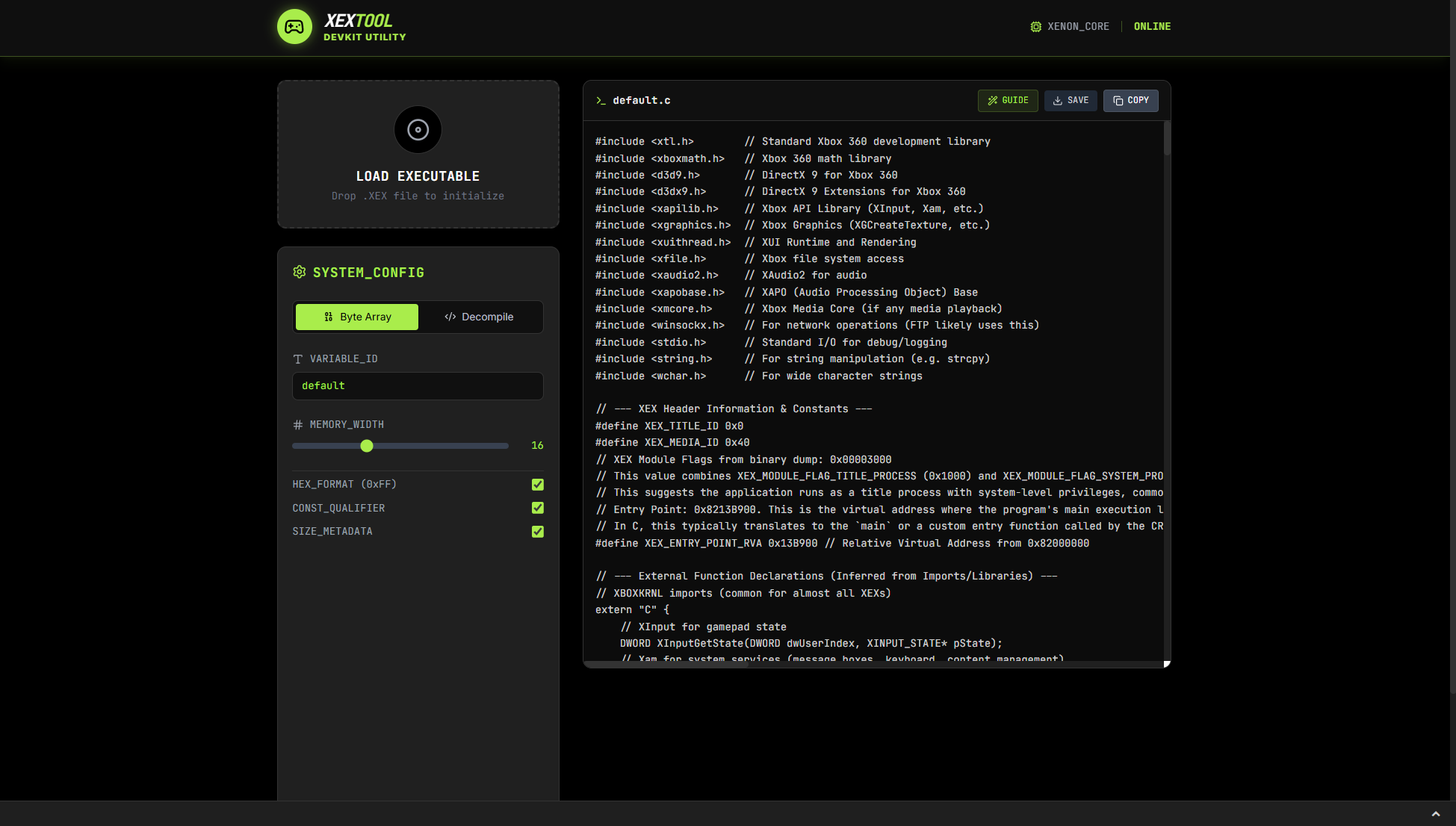 GitHub - SleepTheGod/XeXTool: A tool that takes any xex file and converts it to C