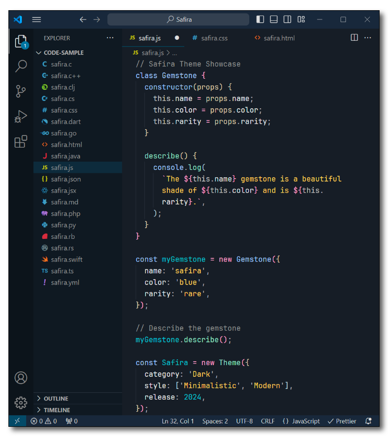 GitHub - yinzdev/safira-vscode: A minimalistic, stylish dark blue theme with crisp syntax.