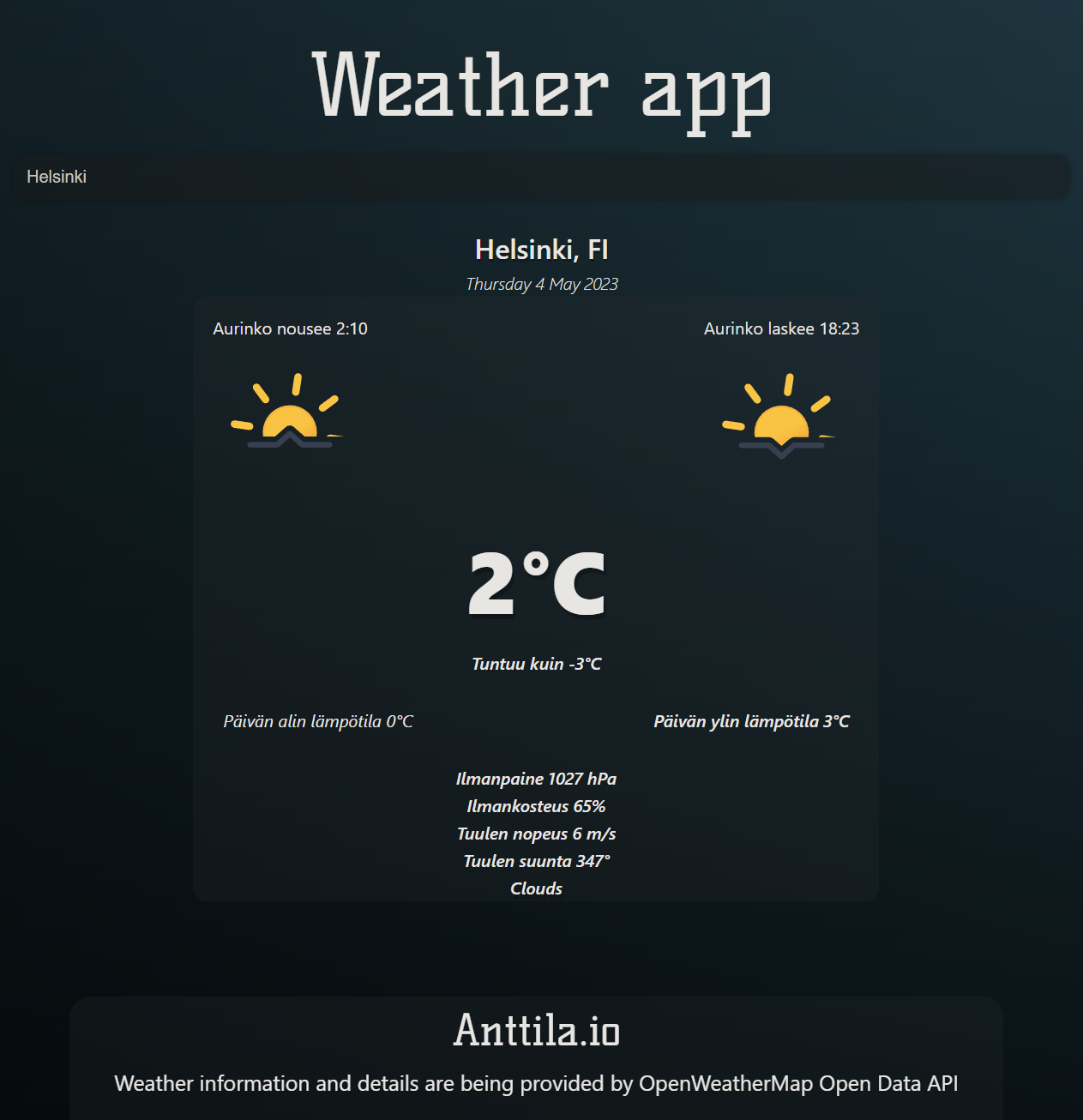 GitHub - JTAnttila/WeatherApp