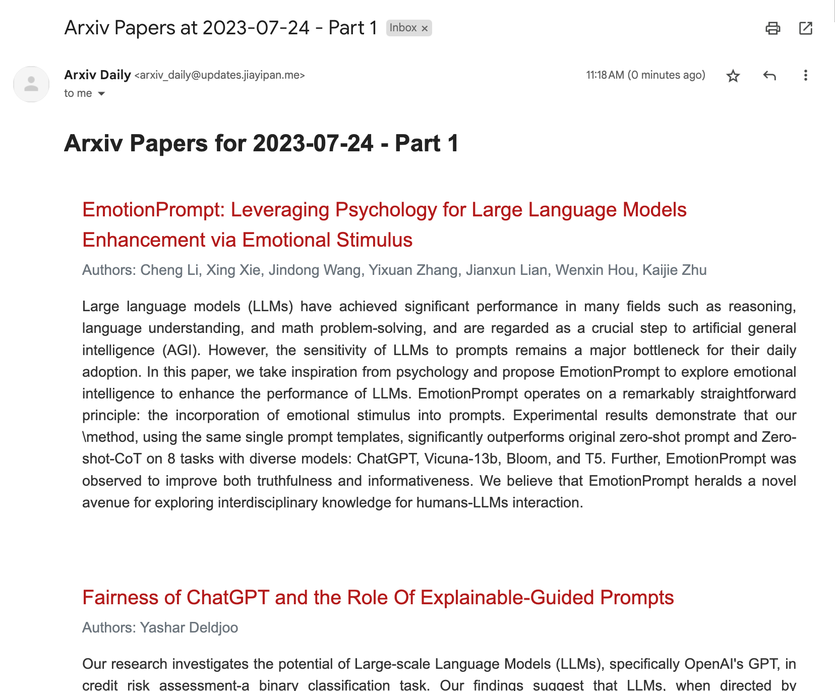 GitHub - Jiayi-Pan/ArxivFeed: Arxiv papers to your email everyday