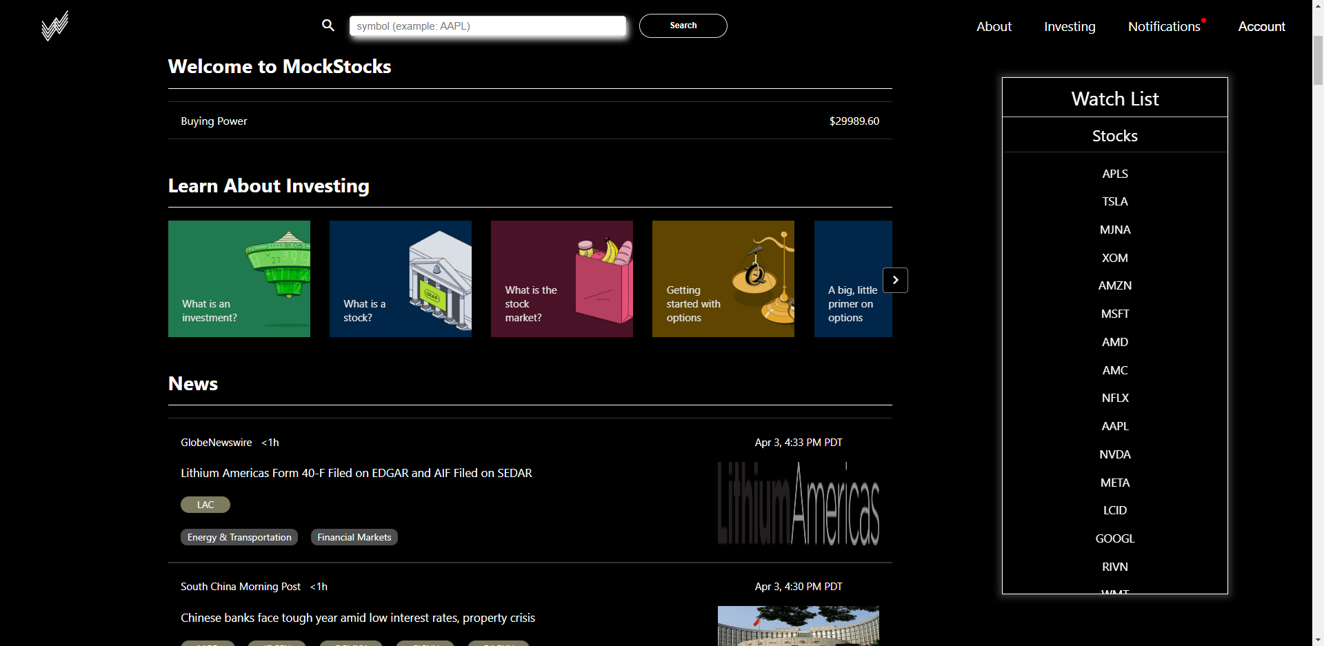 GitHub - aaronweixiangli/mock-stocks