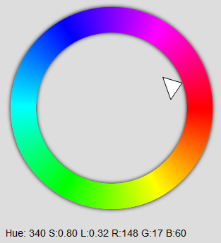 GitHub - techslides/huewheel: HUE color wheel for HTML5 browsers