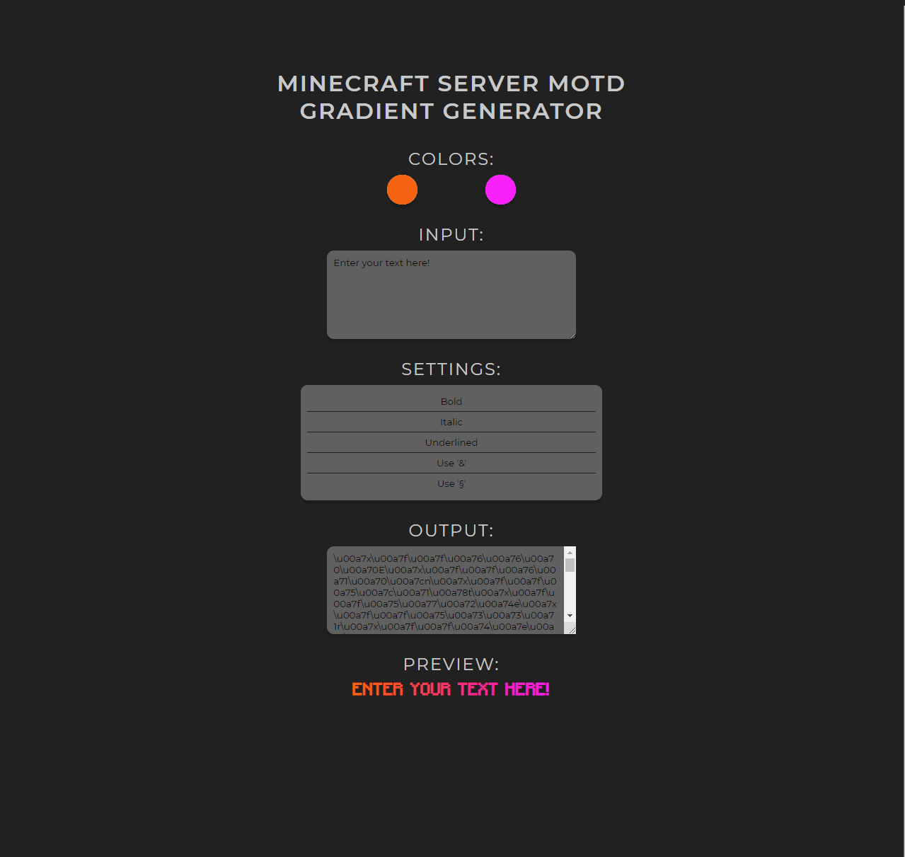GitHub - rynstwrt/Minecraft-Server-MOTD-Gradient-Generator: Greate a ...